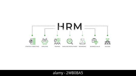 HRM Human Resource Management Vector Illustration with System Managing Company Employee for ...