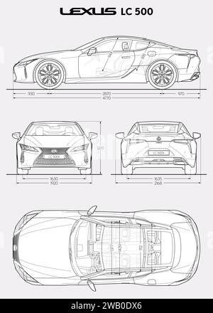 Lexus LC Convertible 2023 Car Blueprint Stock Vector Image & Art - Alamy