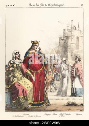 Costumes of French princesses of the 10th century, reign of Charlemagne ...