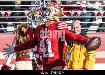 San Francisco 49ers' Tayler Hawkins, from left, Myles Hartsfield ...