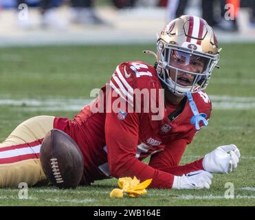 San Francisco 49ers' Tayler Hawkins, from left, Myles Hartsfield ...