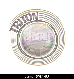 Vector logo for Triton Moon, fantasy print with rotating satellite ...