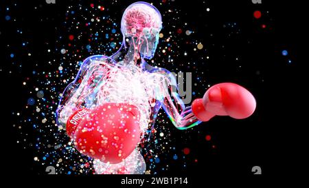 Abstract 3D anatomy of a man boxing Stock Photo - Alamy