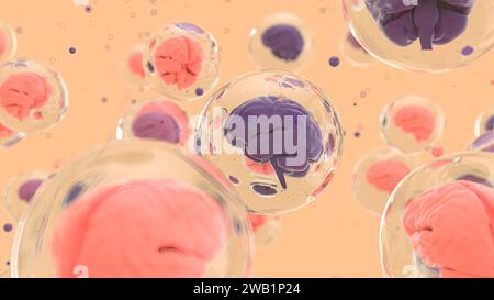 Art background of a brain bubbles factory Stock Photo - Alamy