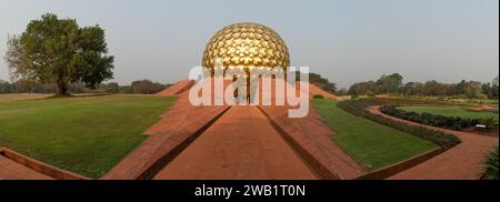 Meditation centre Matrimandir or Matri Mandir, future city Auroville ...