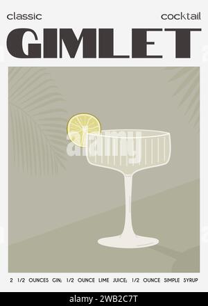 Gimlet Classic Cocktail garnish with lime slice. Classic alcoholic ...