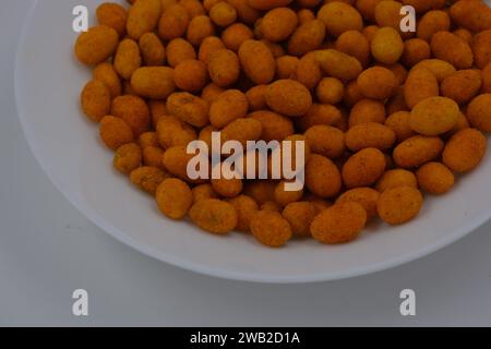 Quick food, snacks, salted battered peanuts and salted casings are ...