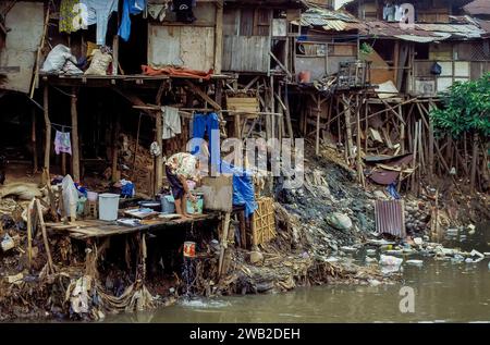 A woman collects water from a public tap following monsoon rains around ...