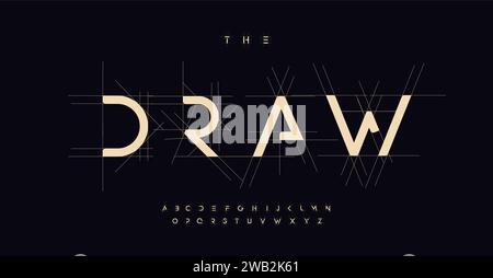 Architect alphabet, blueprint geometric letters, construction plan font ...