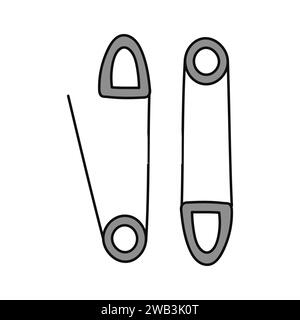open and closed safety pin flat vector illustration logo icon clipart ...