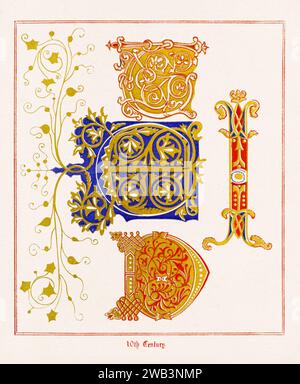 Medieval Alphabet initials. 19th-century book illustration showcasing ...