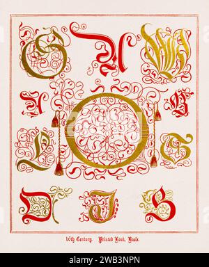 Medieval Alphabet initials. 19th-century book illustration showcasing ...