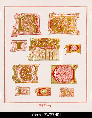 Medieval Alphabet initials. 19th-century book illustration showcasing ...