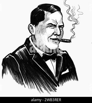 Rich man character. Ink black and white drawing Stock Photo - Alamy