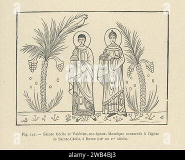 Saint Cecilia with her husband Saint Valerian. Mosaic in apse at ...