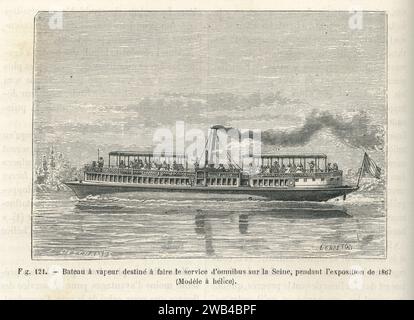 Paris Omnibus, 19th century. Illustration of a horse-drawn carriage ...