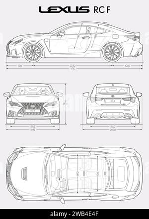 Lexus LC Convertible 2023 Car Blueprint Stock Vector Image & Art - Alamy