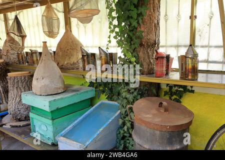 traditional old aged beekeeping equipment and tools Stock Photo - Alamy