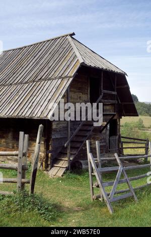 old wooden stable with fence for farm animals in Open-Air Museum Old ...