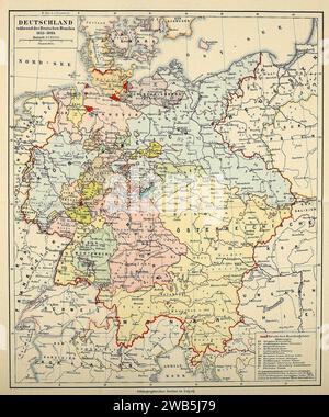 Germany and German Confederation, 1815-1866. Vintage map of 19th ...