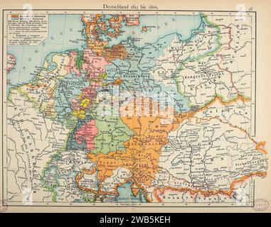 Germany and German Confederation, 1815-1866. Vintage map of 19th ...