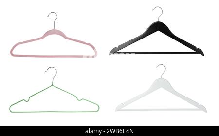Different empty hangers isolated on white, set Stock Photo - Alamy