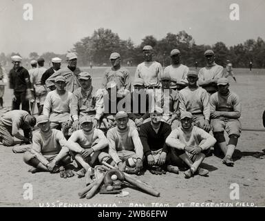 USS Pennsylvania (BB-38), 1916-17. Baseball Team going ashore for ...