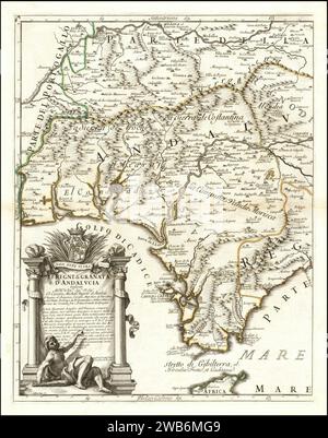 A 1696 map of Andalusia by Giacomo Cantelli da Vignola, illustrating ...