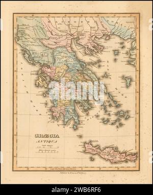 A 1823 map of Ancient Greece by Fielding Lucas, Jr, offering a detailed ...
