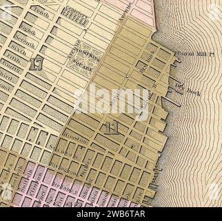 The 1839 Bradford Map of New York City illustrates the city’s streets ...