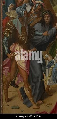 Adriaen van Overbeke - Tryptich of crucifixion with scenes of the carrying of the cross and the ...