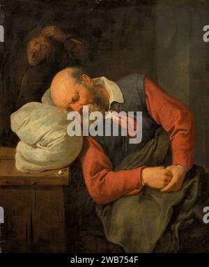 'Man Sleeping' by David Rijckaert (III) portrays a figure in a deep ...