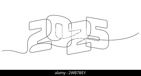 one line drawing 2025 beginning of the year continuity thin line ...