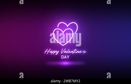 Vector - Happy Valentine's Day Neon Heart Stock Photo - Alamy