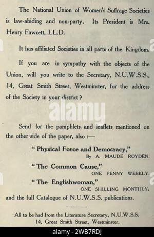 ''Women's Suffrage Literature sold by The National Union of Women's ...