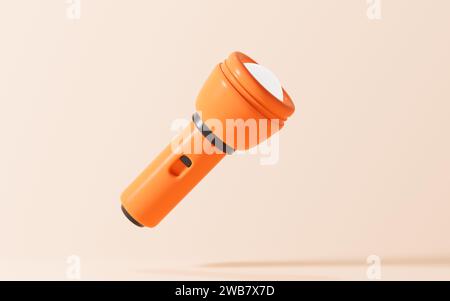 Cartoon orange flashlight model, 3d rendering. 3d illustration Stock ...