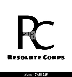 Resolute corps text in black with black triangles logo on white ...