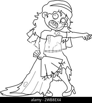 Zombie Bride Coloring Page for Kids Stock Vector Image & Art - Alamy
