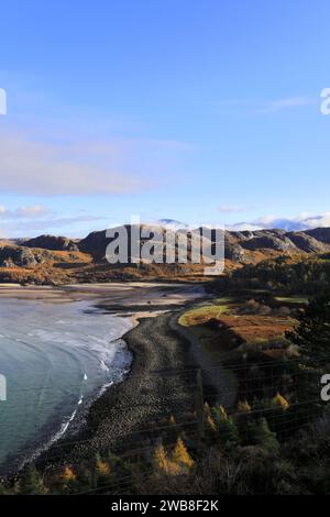 Autumn view over Loch Ewe, Poolewe village, Wester Ross, North West ...