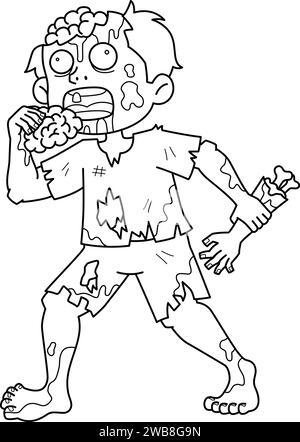 Zombie Eating Human Flesh Coloring Page for Kids Stock Vector Image ...