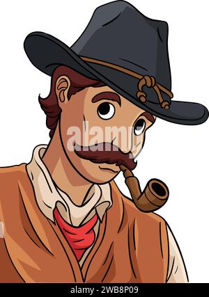 Cowboy with a Tobacco Pipe Colored Cartoon Stock Vector Image & Art - Alamy