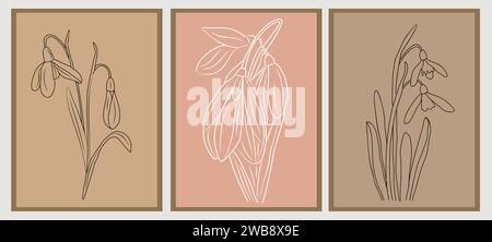 Set of Snowdrop January birth month flowers vector Stock Vector Image ...