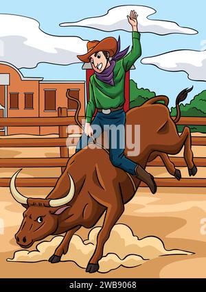Cowboy Bull Rider Cartoon Colored Clipart Stock Vector Image & Art - Alamy