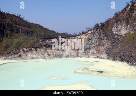 Kawah Putih, also known as White Crater, is a volcanic lake near ...