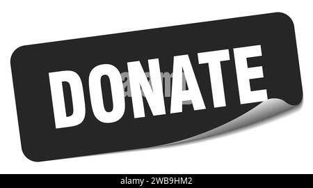 donate sticker. donate rectangular label isolated on white background ...