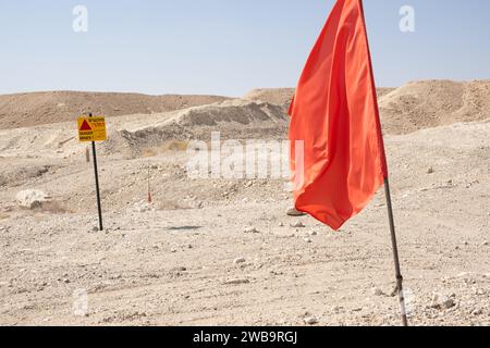 Minefields Sign with the text: Warning! Danger Mines in three languages ...