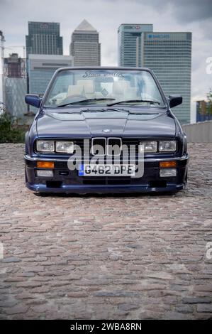 BMW E30 3 Series convertible, lowered, with square light conversion and ...