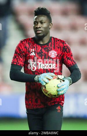 Manchester United goalkeeper Andre Onana during the Premier League match at Kenilworth Road ...