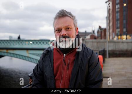 Colin Shaw from Wild Belfast at the River Lagan in Belfast to watch a ...