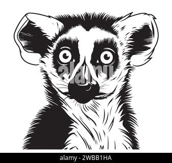 Lemur sketches, outline with white background, hand drawn illustration ...